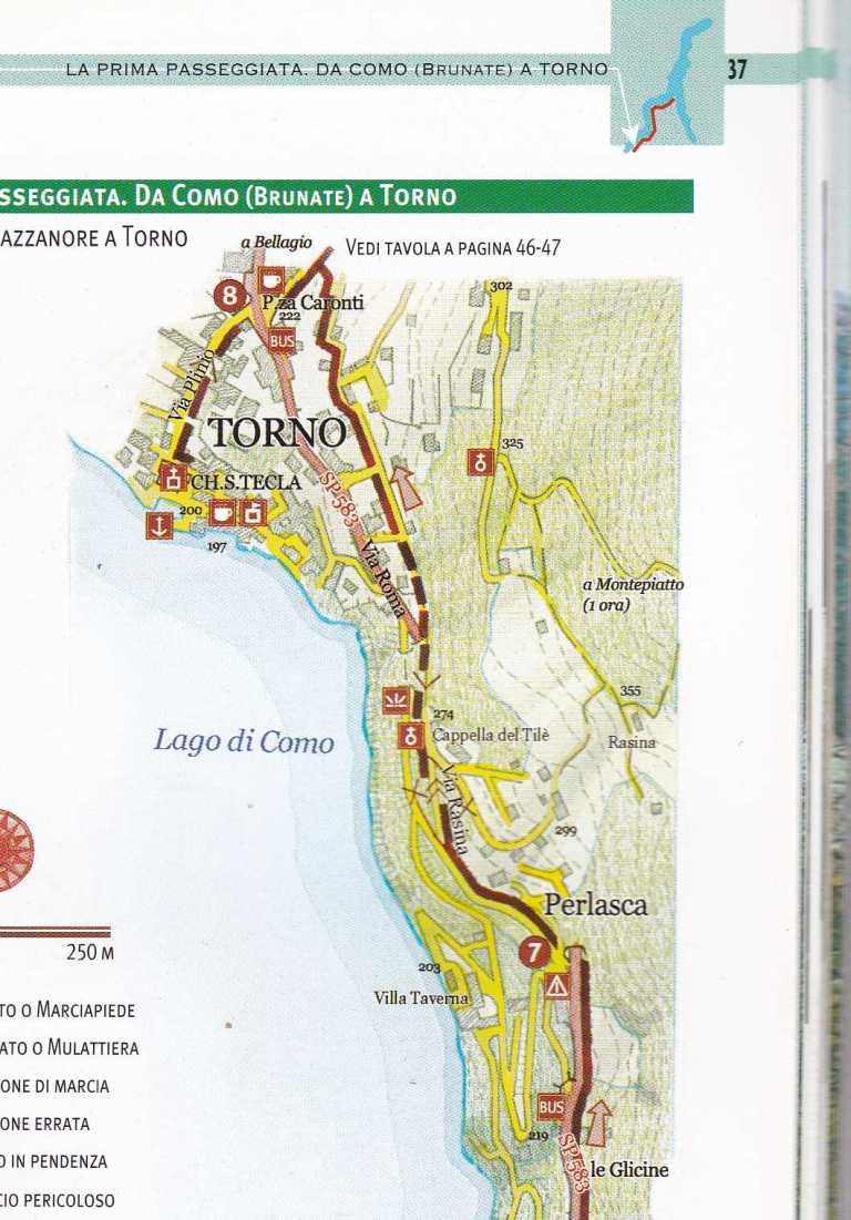 COMO-BRUNATE-TORNO-NESSO (Coatesa)-BELLAGIO-BRUNATE-COMO. Mappe ...