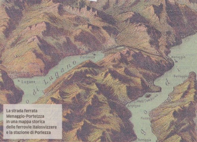 Mappa storica della strada ferrata fra MENAGGIO (Lago di Como) e ...