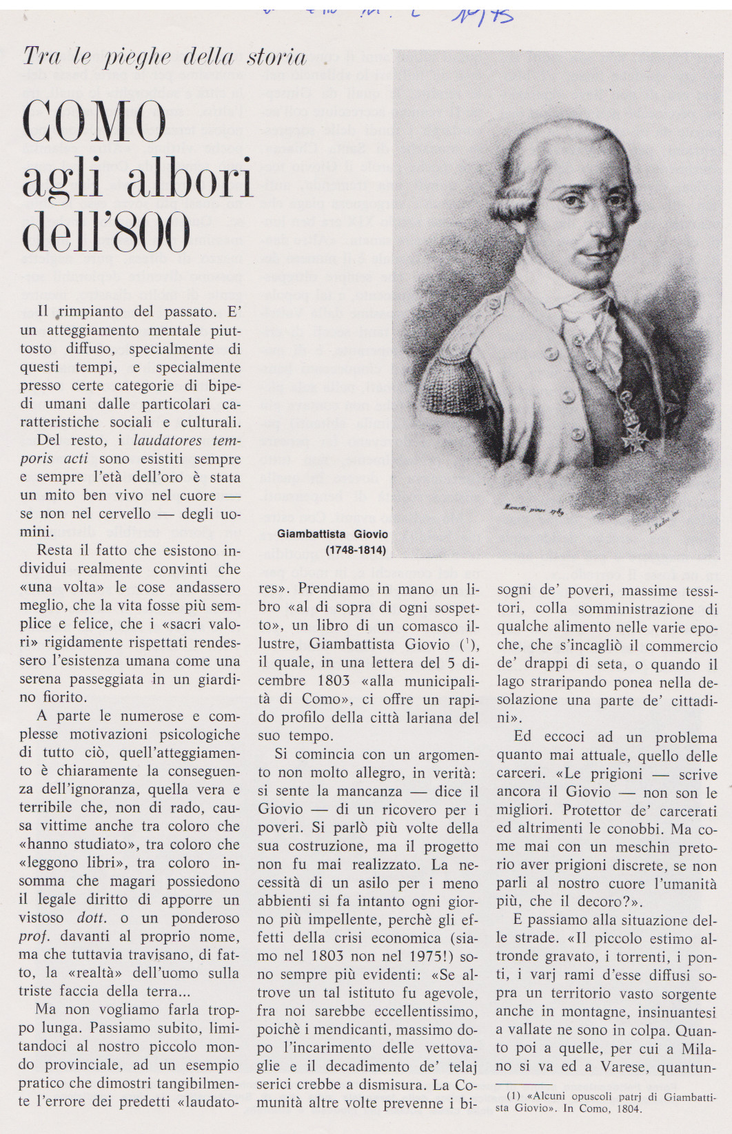 Como agli albori dell’800, articolo di Giuseppe Ghielmetti, in rivista ...